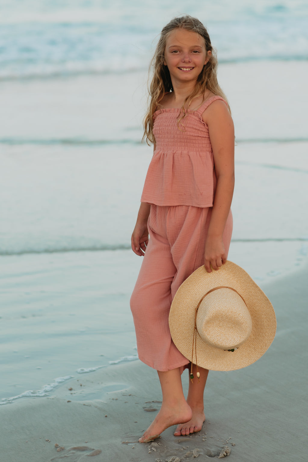 Eden Capris (deep coral muslin) FINAL SALE – INDIE BLUE