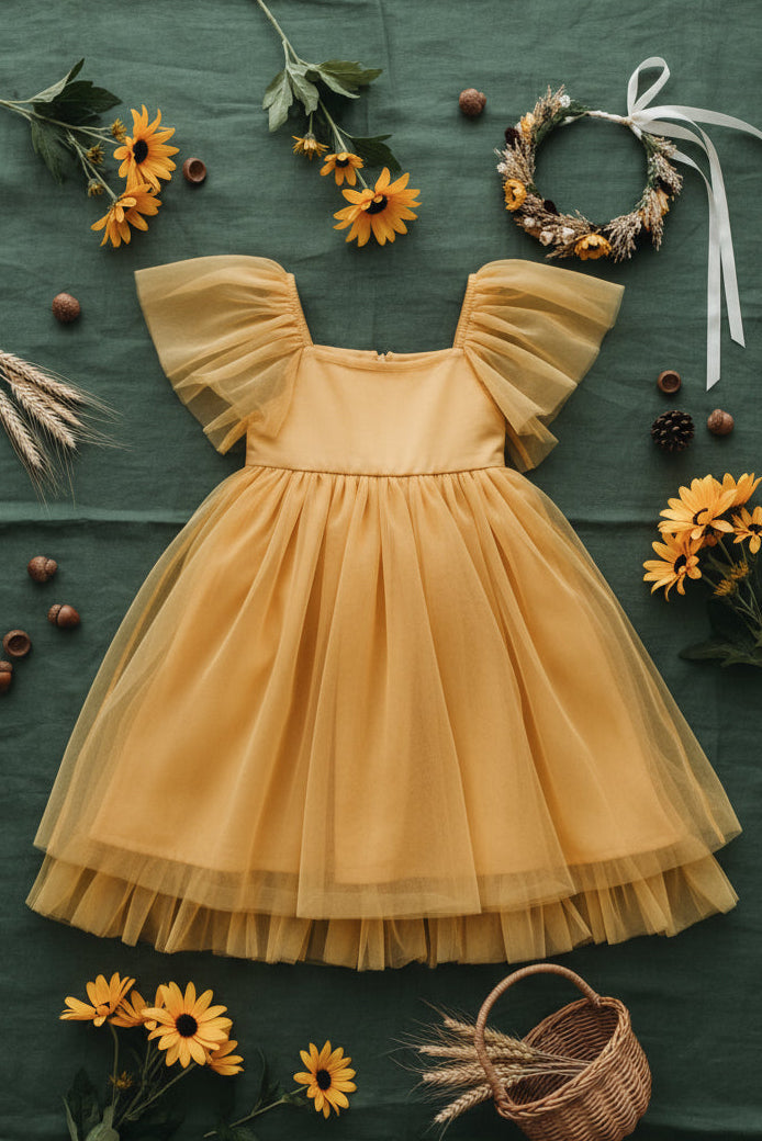 Fawn Dress (saffron tulle) – INDIE BLUE