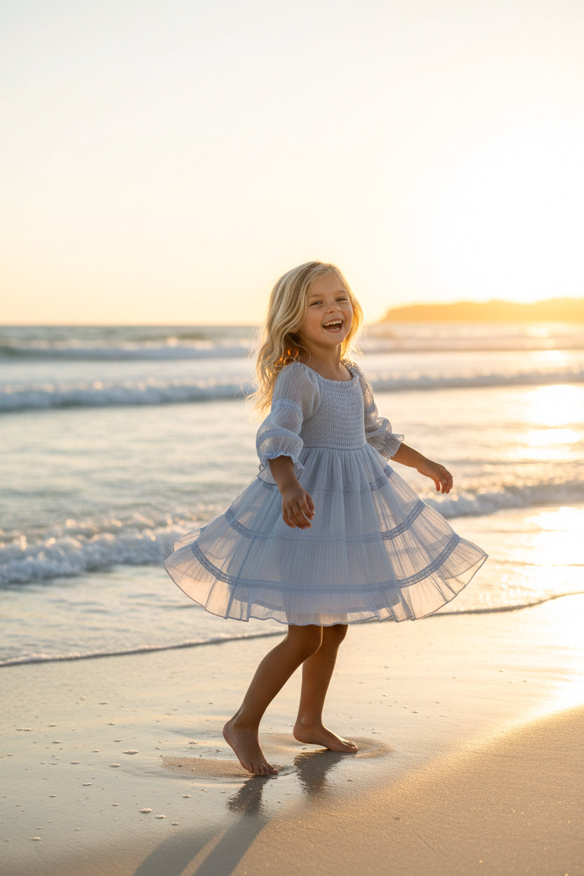 Karina Dress (blue chiffon) – INDIE BLUE