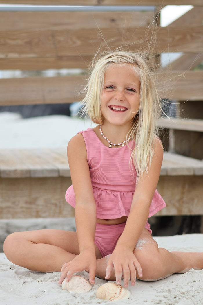 Flutter Tankini Set (petal ribbed) – INDIE BLUE