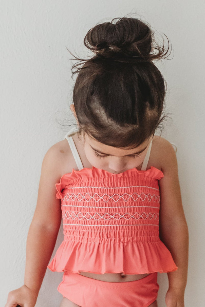 Smocked Tankini Set (shell pink) – INDIE BLUE