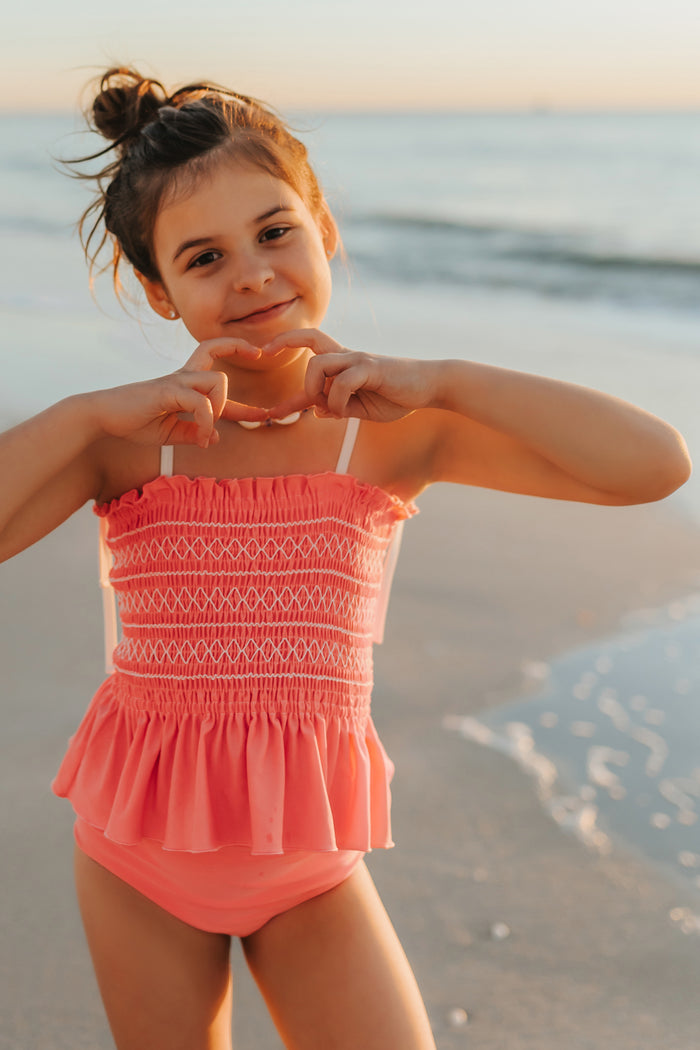 Smocked Tankini Set (shell pink) – INDIE BLUE
